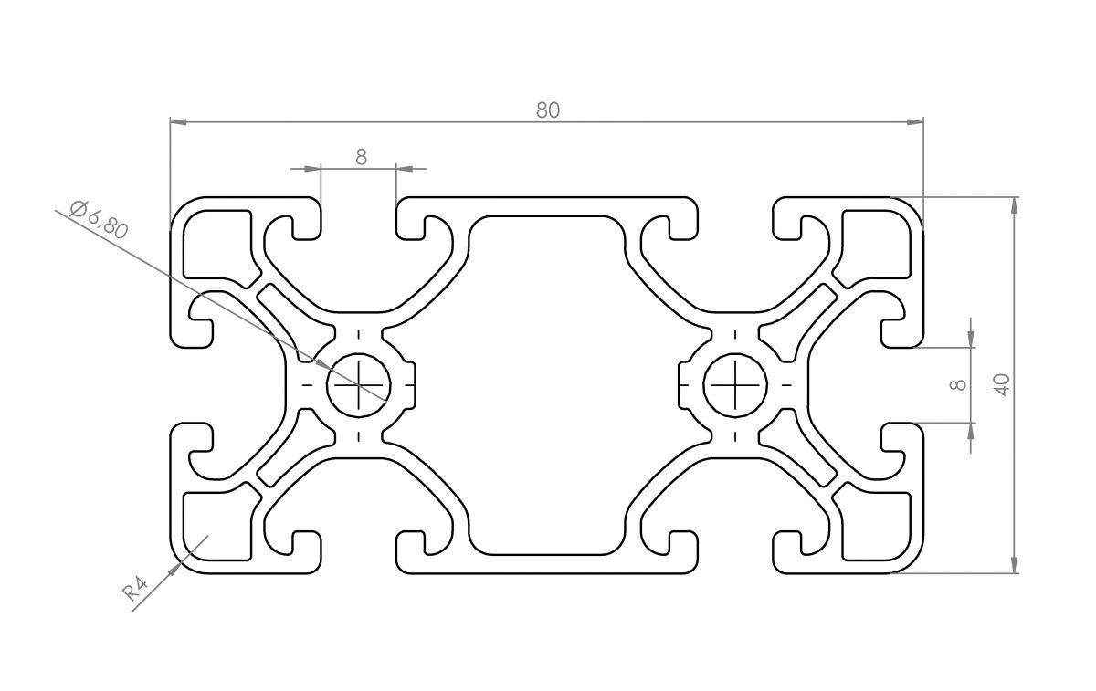 40x80 black anodized aluminium extrusion profile | 4080 T-Slot ...