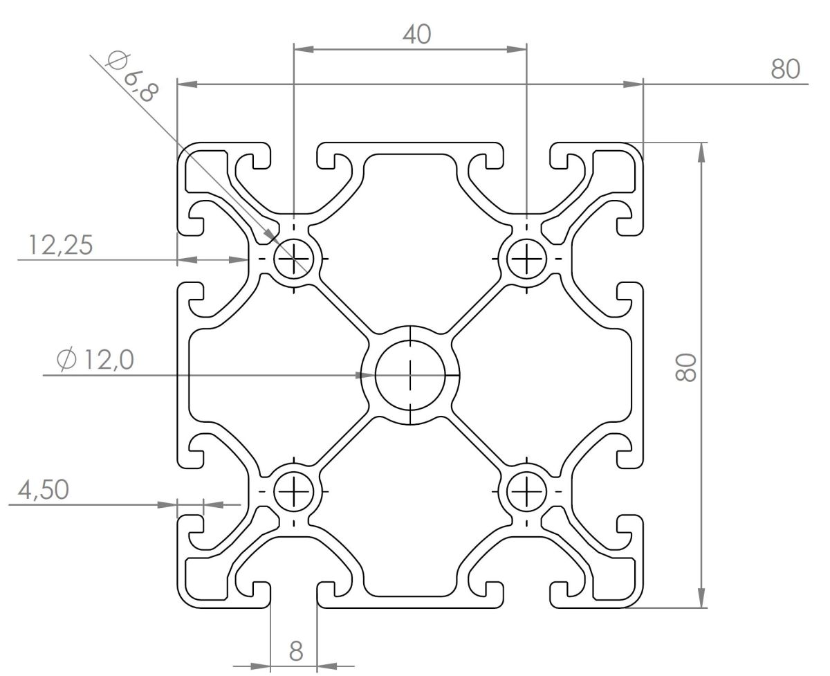 80x80 black anodized aluminium extrusion profile | 8080 T-Slot ...